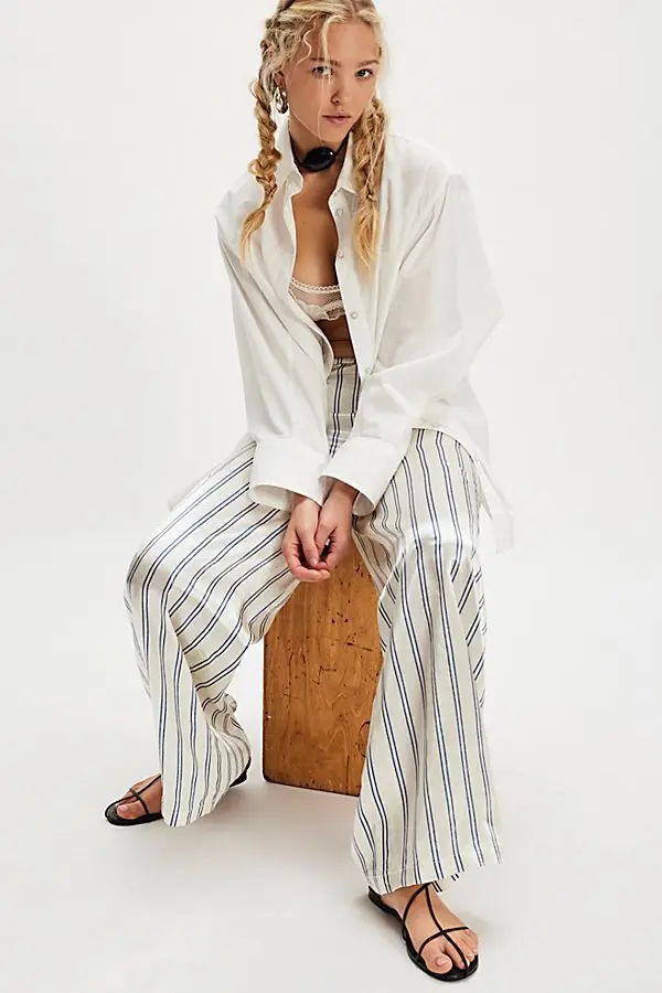 THE TINY BIG SISTER Striped Pull-on Trousers