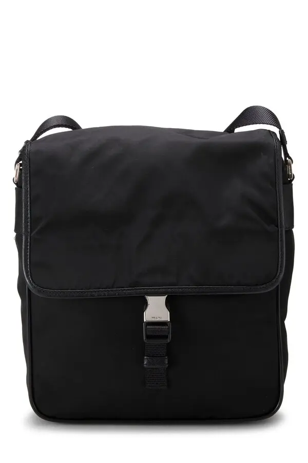 Prada Nylon Check Buckle Shoulder Bag