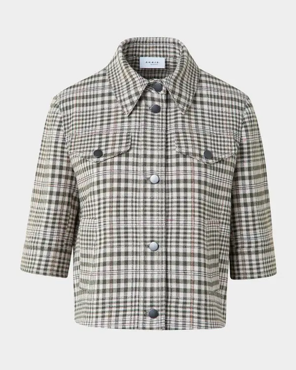 Akris Cotton-blend Check Short Jean Jacket - Cream-khaki