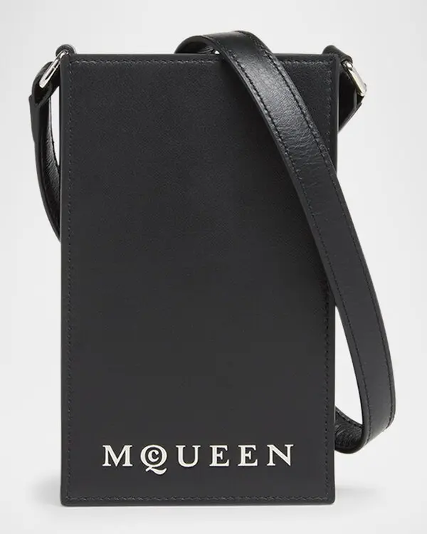 Alexander McQueen Leather Logo Phone Holder With Strap