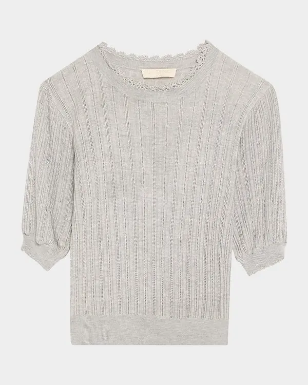 Ulla Johnson Gemma Pointelle Knit Top - Slate