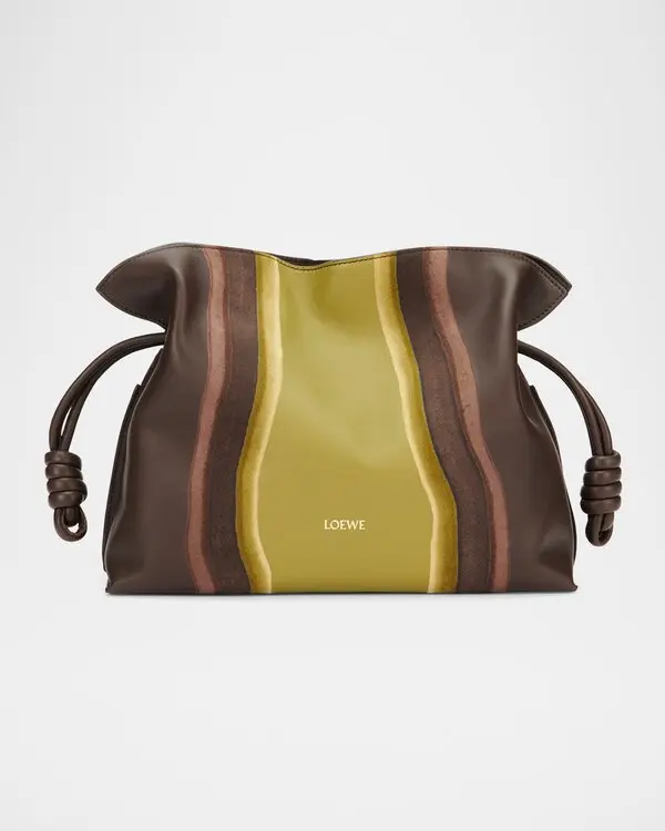 Loewe Flamenco Clutch Bag In Nappa Leather - Chocolate Light Moss