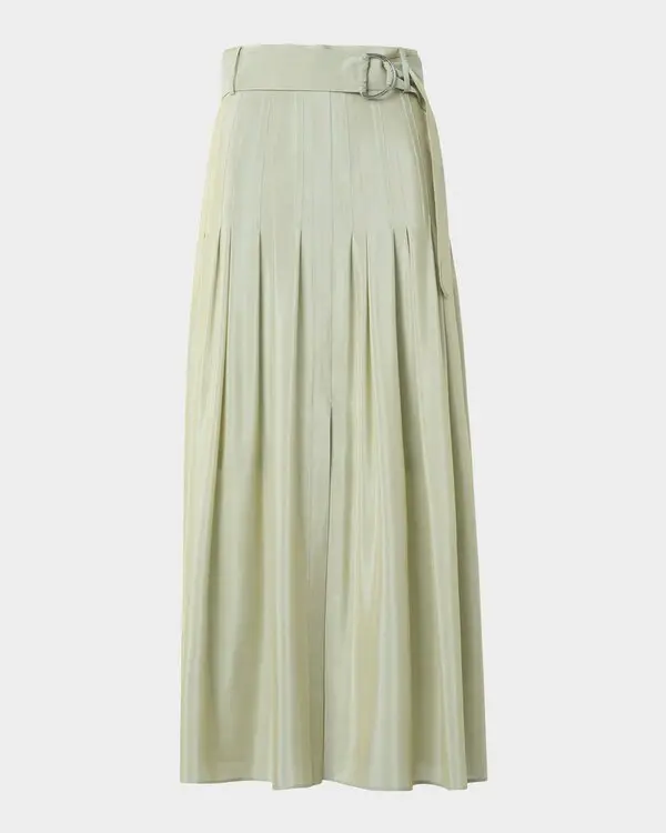 Akris Pleated A-line Batiste Midi Skirt