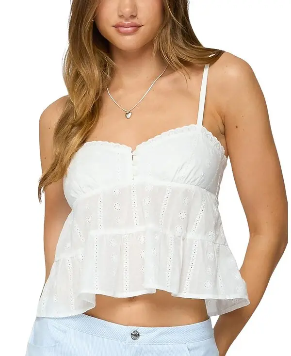 EDIKTED Tamora Eyelet Babydoll Tank Top