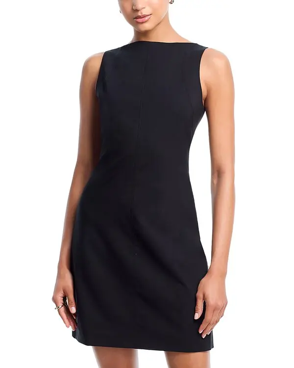 Theory Sleeveless Boat Neck Mini Dress - Black
