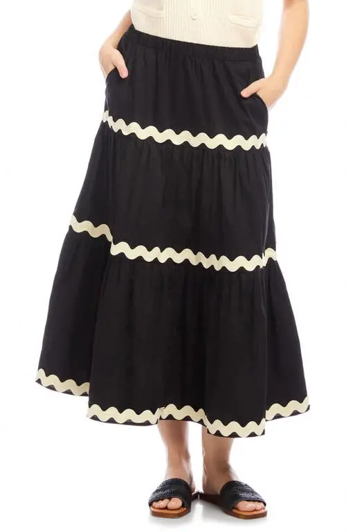 Karen Kane Rickrack Trim Cotton Midi Skirt