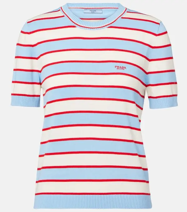 Prada Knitted Striped Cotton Top - Multicoloured