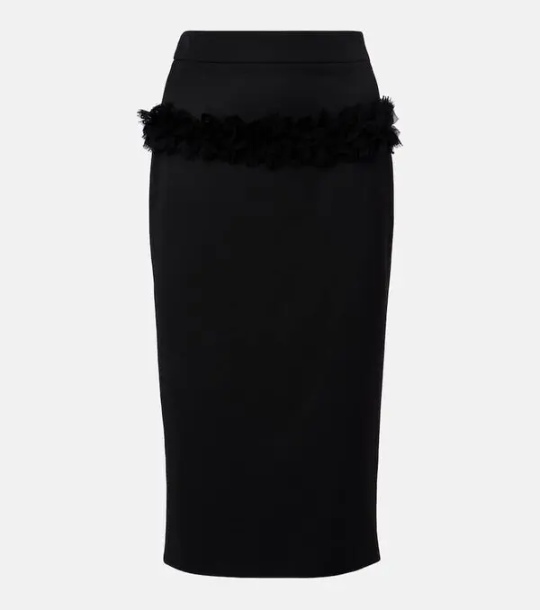 Alexander McQueen Buttoned Lace-trimmed Wool Pencil Skirt