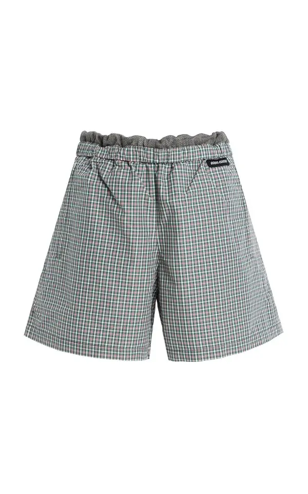 Miu Miu Checked Nylon-cotton Bermuda Shorts