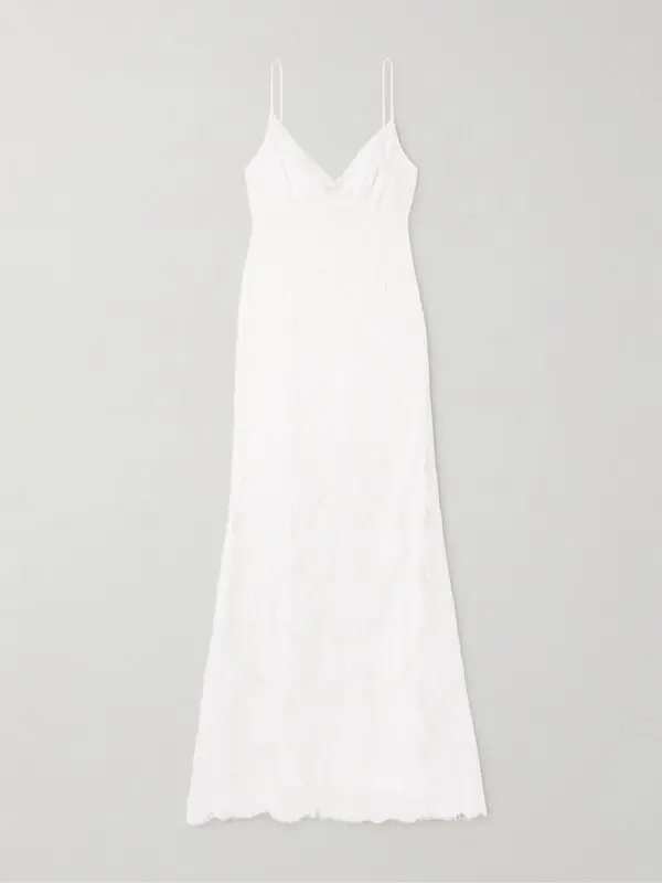 SELF-PORTRAIT Bow-embellished Lace Maxi Dress