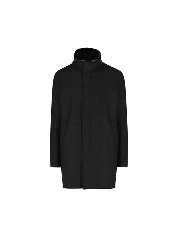 Herno Coat With Detachable Faux Fur Collar - Grey