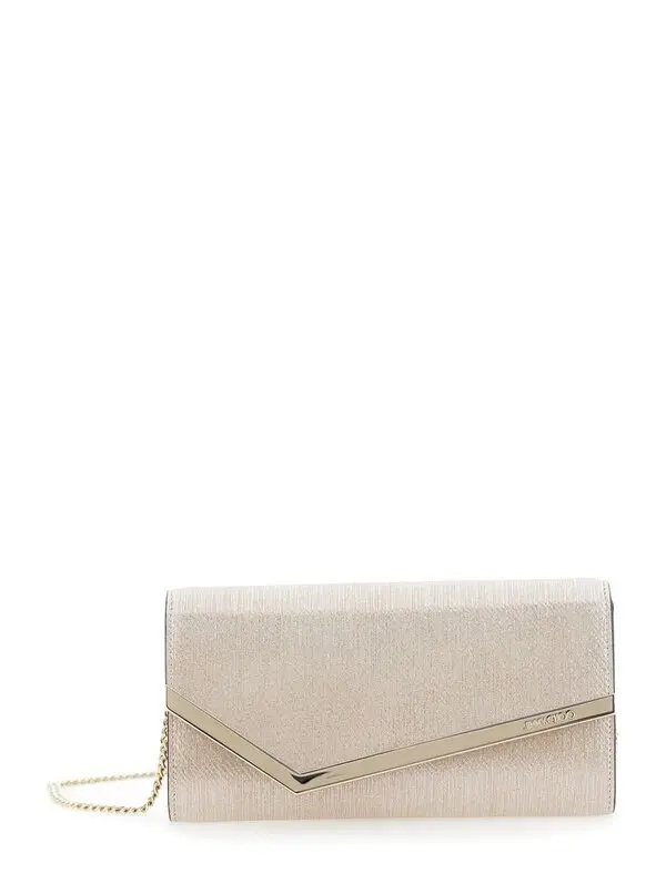 JIMMY CHOO Metallic Leather Clutch With Chain Strap
