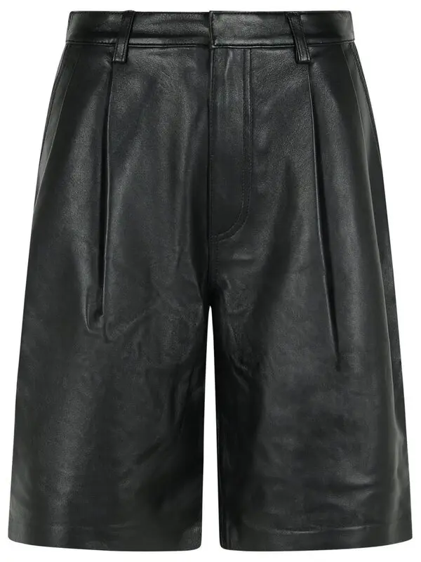 Michael Kors Pleated Leather Bermuda Shorts