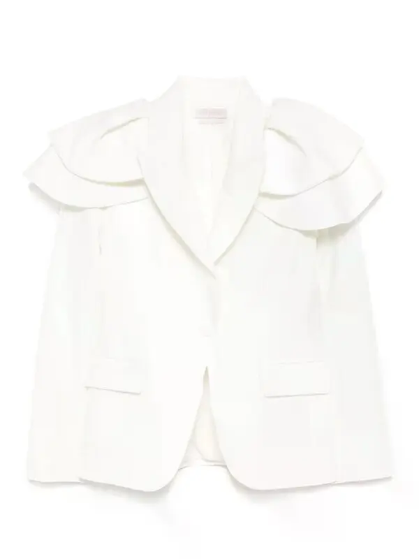 SAIID KOBEISY Ruffled Tailored Blazer - White