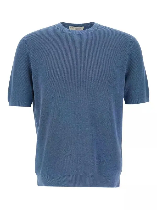 FILIPPO DE LAURENTIIS Ribbed-knit Short-sleeve Sweater - Blue