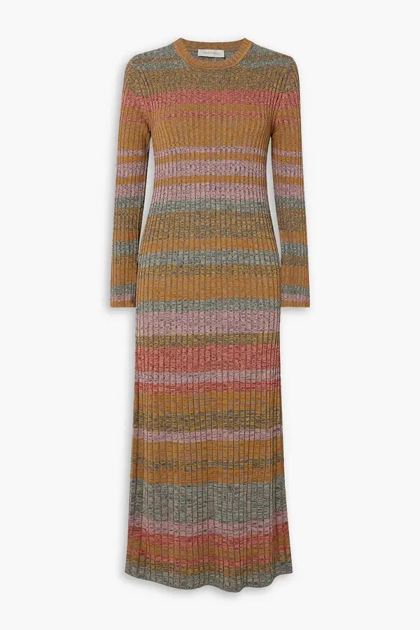 Zimmermann Luminosity Striped Spacedyed Ribbed-knit Midi Dress