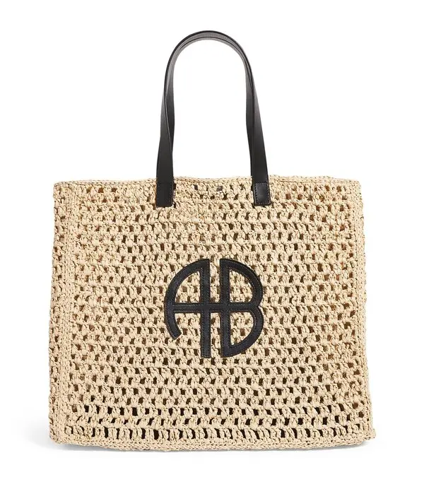 ANINE BING Large Raffia Rio Tote Bag - Beige