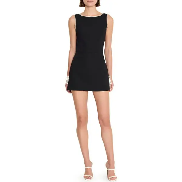 Amanda Uprichard Avellina Contrast Trim Skort Romper - Black / Ivory
