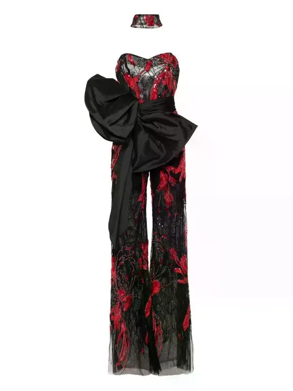 SAIID KOBEISY Embroidered Strapless Jumpsuit