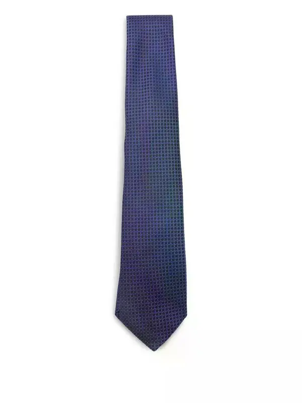 Canali Geometric-pattern Wool Neck Tie - Blue