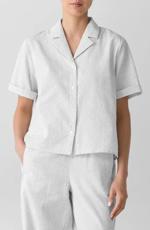 Eileen Fisher Organic Cotton Seersucker Button-up Shirt