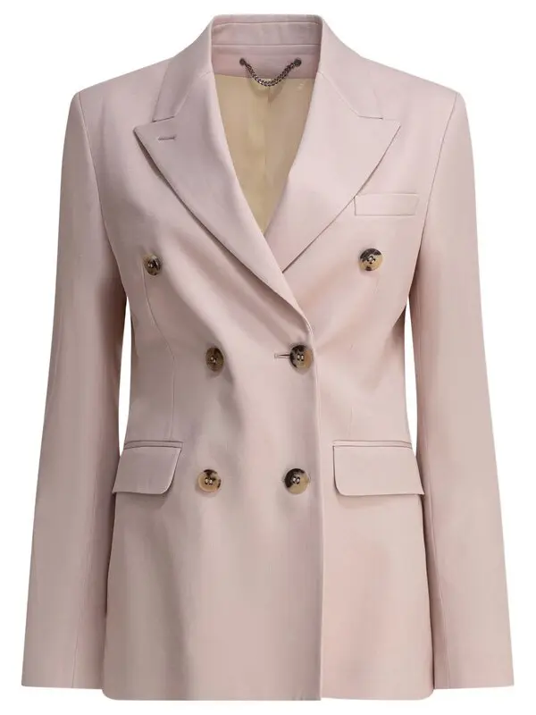 Golden Goose Double-breasted Wool Jacket With Logo Plaque - Pink