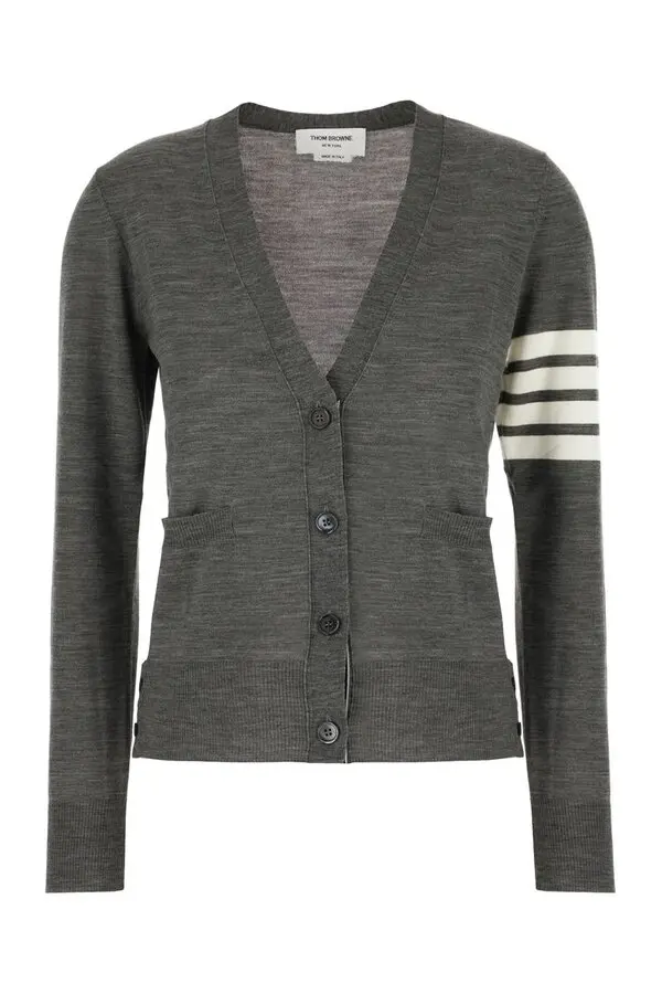 Thom Browne 4-bar Wool Cardigan - Grey