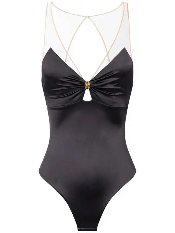 Elisabetta Franchi Tulle Detailing Bodysuit - Grafite