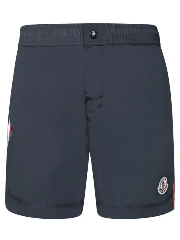Moncler Tricolour-trimmed Swim Shorts - Blue