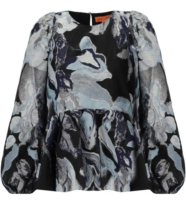 Stine Goya Jenny Abstract Print Organza Blouse - Black