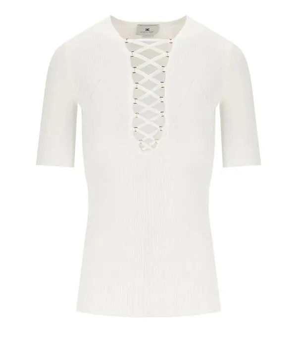 Elisabetta Franchi Knitted Top - Beige
