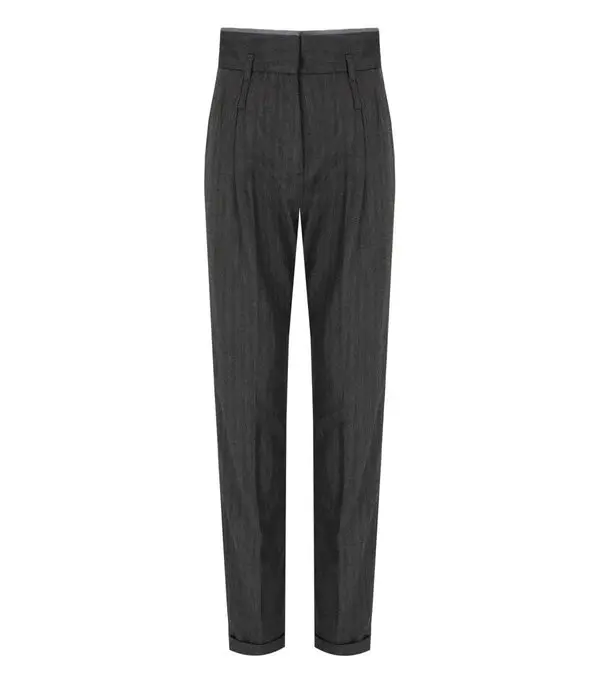 WHITE SAND High-waisted Straight-leg Trousers