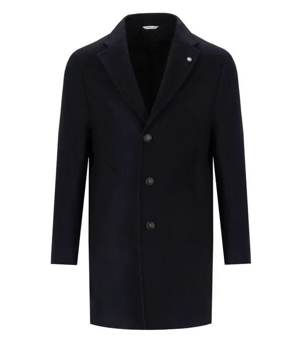MANUEL RITZ Single-breasted Wool Blend Coat - Blue