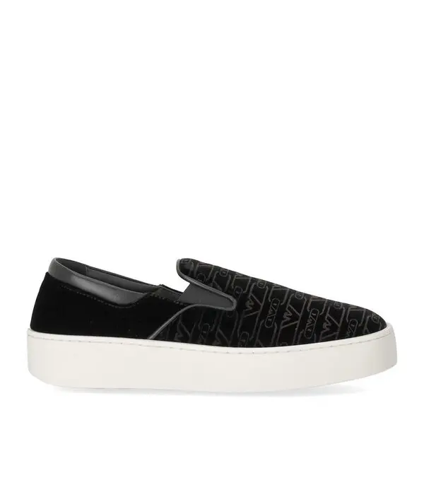 Emporio Armani Monogram Velvet Slip-on Sneakers