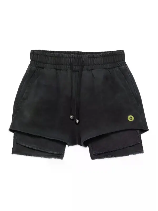 BARROW Layered Frayed Shorts