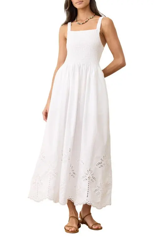 Marine Layer Selene Fit & Flare Eyelet Embroidered Sundress - Bright White