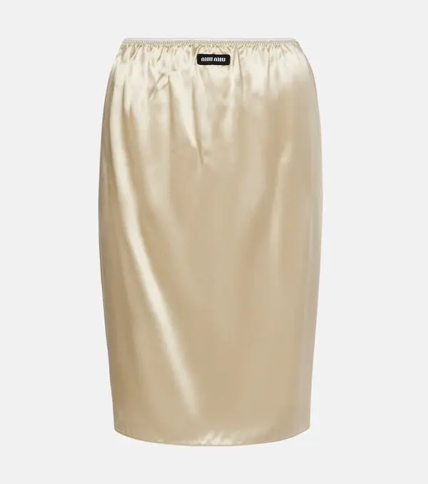 Miu Miu Satin Midi Skirt - Beige