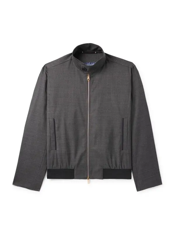 Paul Smith Checked Wool Bomber Jacket - Gray