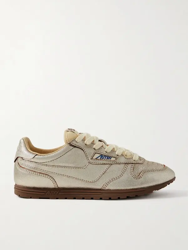 AUTRY Windspin Metallic Leather Sneakers - Silver