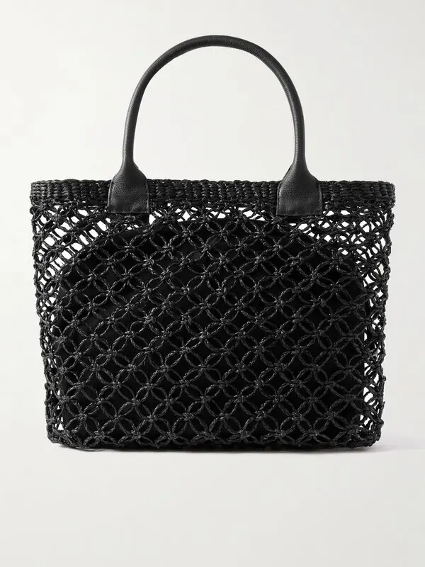 SENSI STUDIO Leather-trimmed Straw Tote