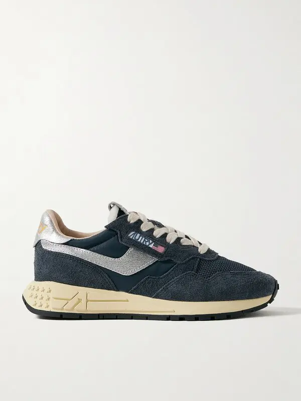 AUTRY Reelwind Low Metallic Leather-trimmed Sneakers - Blue