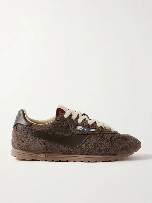 AUTRY Windspin Leather-trimmed Brushed-suede Sneakers - Brown