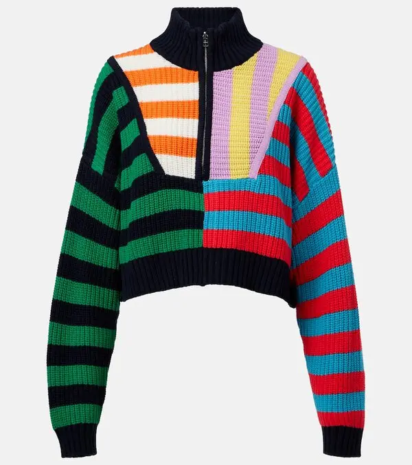 Staud Hampton Knitted Cotton-blend Sweater - Multicoloured