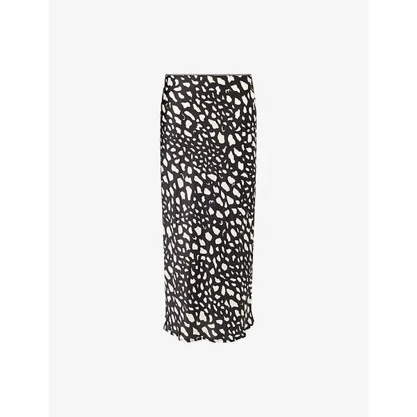 Rixo Ardith Graphic-pattern Midi Skirt - Night Leo Black