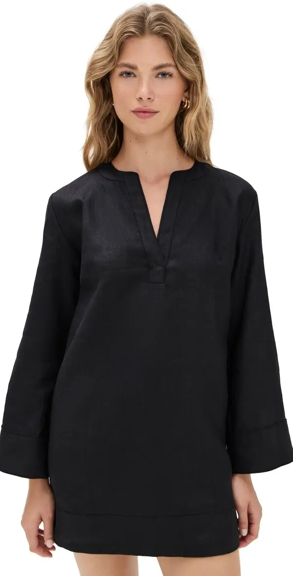 REFORMATION Elmira Linen Mini Dress - Black