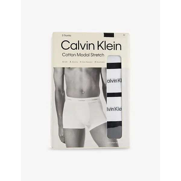 Calvin Klein Soft Modal Logo-waist Pack Of Three Stretch-jersey Trunks