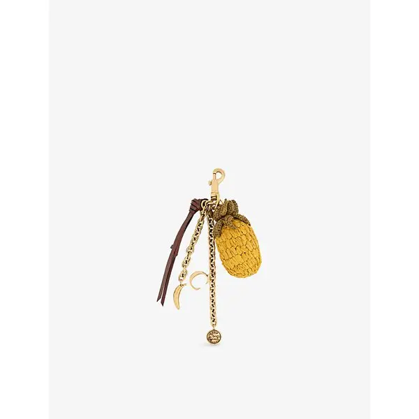 Chloé Pineapple Raffia Bag Charm - Sunset Yellow