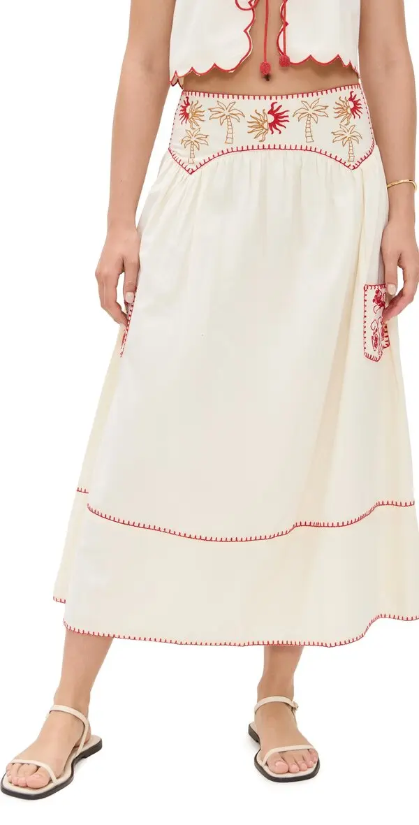 NEVER FULLY DRESSED Pollenca Embroidered Skirt - White