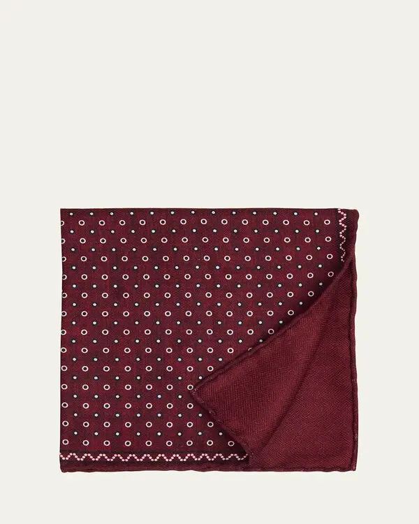 Brunello Cucinelli Polka Dot-print Silk Pocket Square - Bordeaux