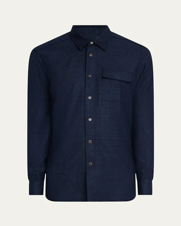 Kiton Cashmere Blend Snap-front Overshirt
